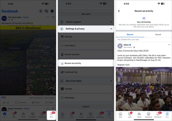 How to find recently viewed ads on Facebook and Instagram - iGeeksBlog