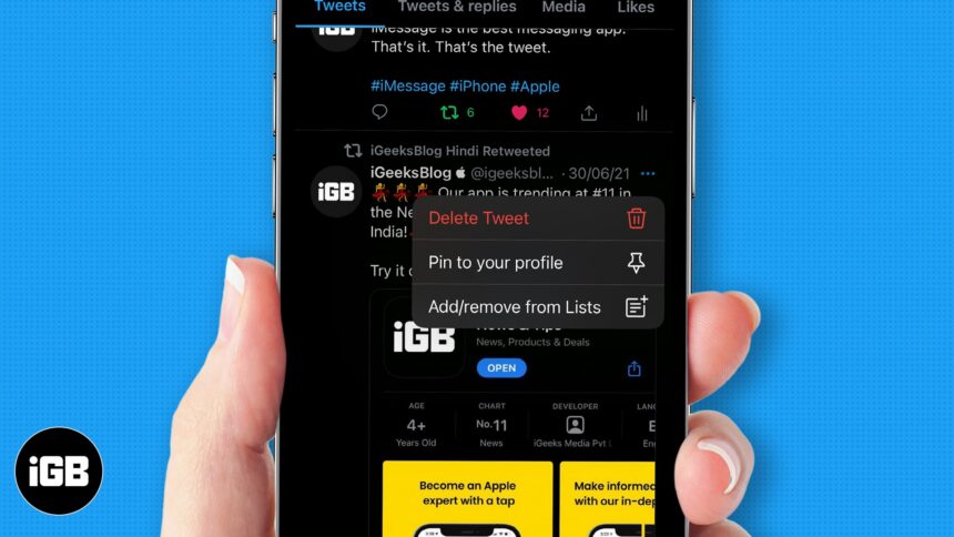How to pin or unpin a tweet on Twitter from iPhone and iPad - iGeeksBlog