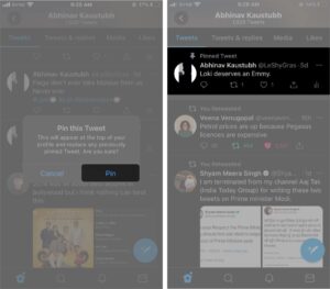 How to pin or unpin a tweet on Twitter from iPhone and iPad - iGeeksBlog