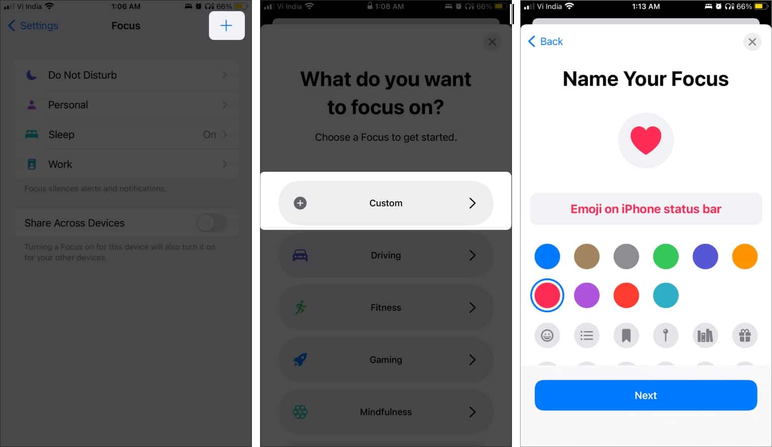 How to put an emoji on the iPhone status bar using Focus - iGeeksBlog