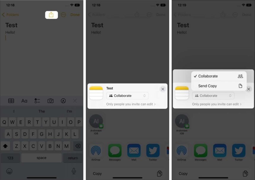 How to Share and Collaborate in Notes App – iGeeksBlog