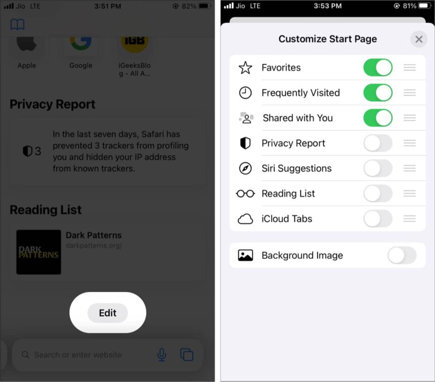 How to customize Safari start page on iPhone or iPad – iGeeksBlog