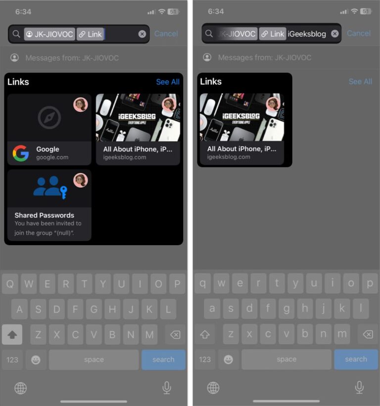 How to use iOS 17 Smart Search Filters in Messages on iPhone - iGeeksBlog