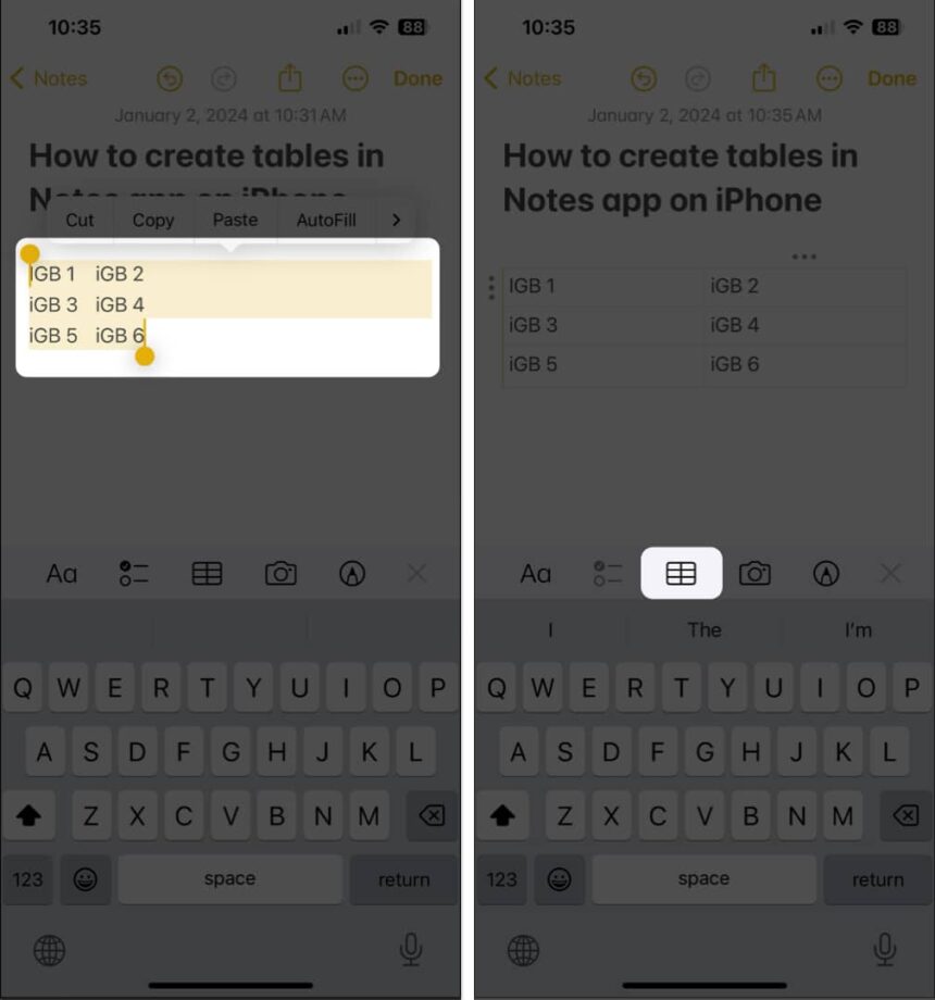 How to use tables in Notes app on iPhone, iPad, and Mac - iGeeksBlog