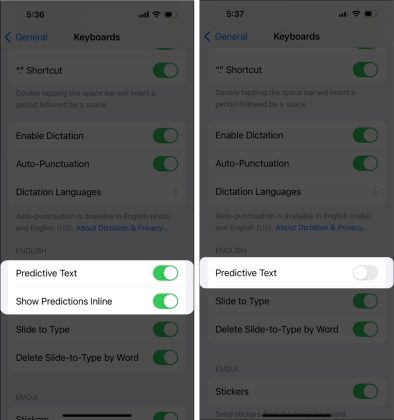 How to turn off Predictive Text on iPhone in iOS 17 - iGeeksBlog