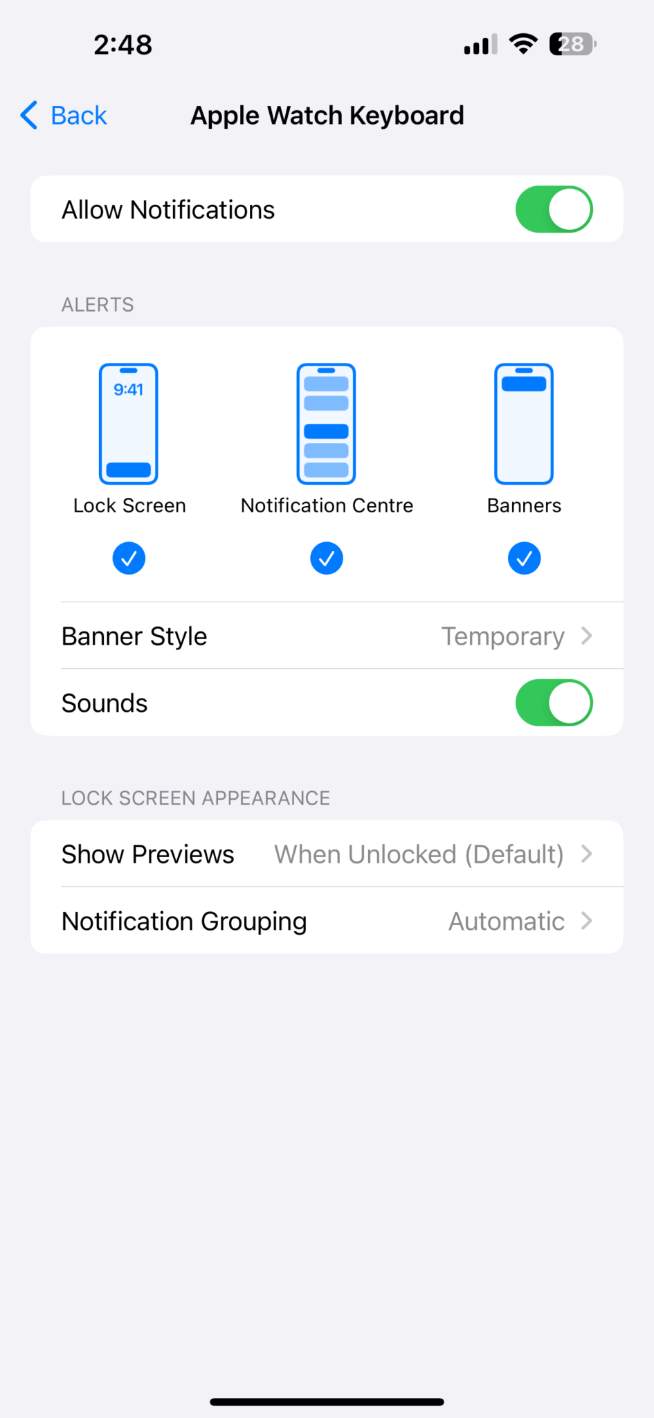 How to turn off Apple Watch keyboard input notification on iPhone