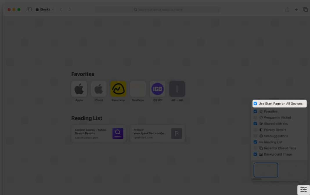 How to customize Safari Start Page on Mac (2026) – iGeeksBlog
