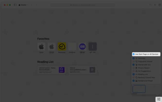 How to customize Safari Start Page on Mac (2026) – iGeeksBlog