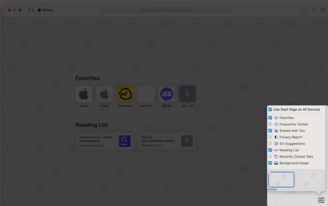 How to customize Safari Start Page on Mac (2026) – iGeeksBlog