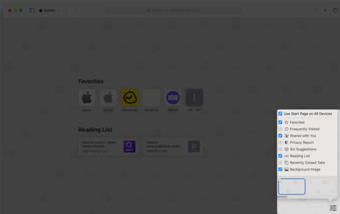 How to customize Safari Start Page on Mac (2026) – iGeeksBlog