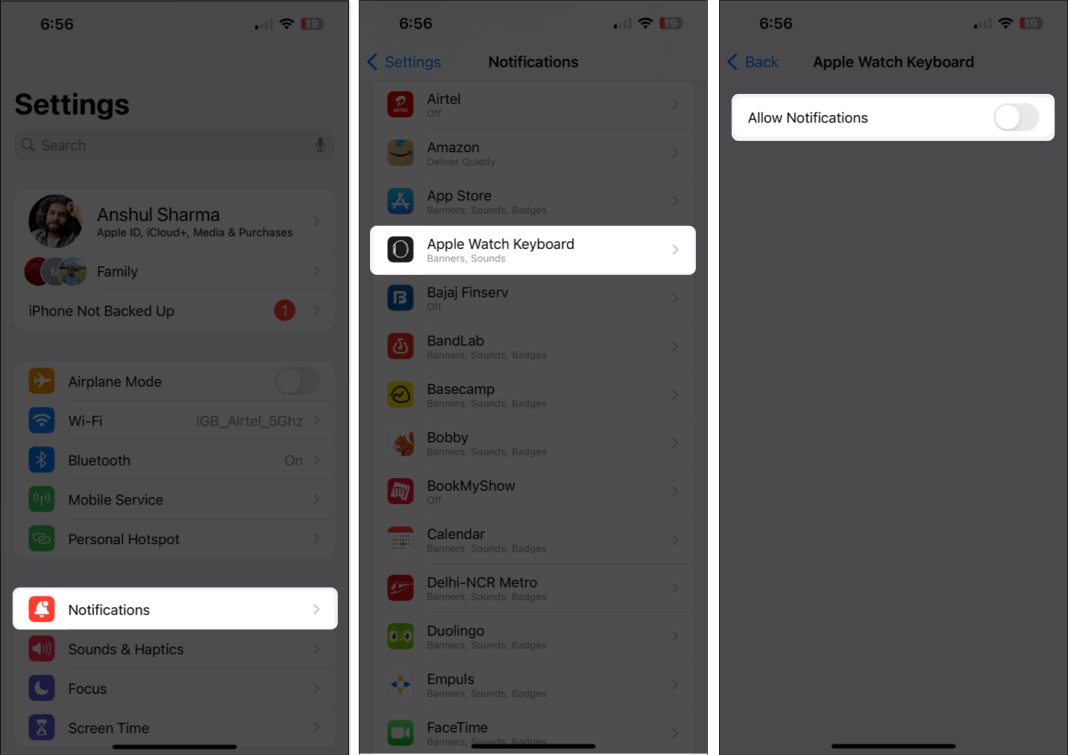 How to turn off Apple Watch keyboard input notification on iPhone