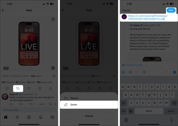 How to pin X (Twitter) post on iPhone, iPad or desktop