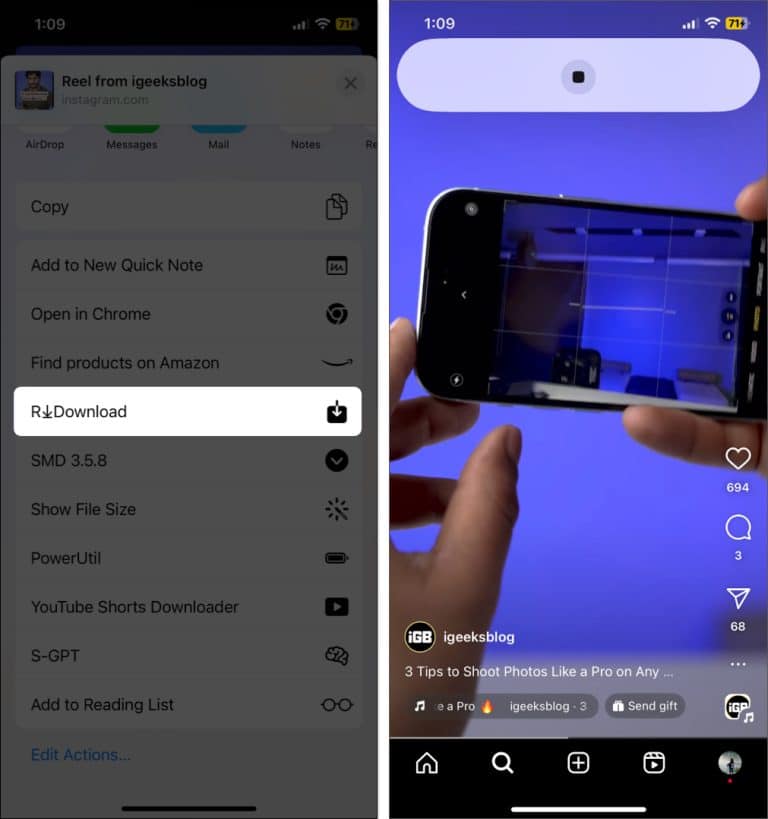 How to download Instagram reels on iPhone (2025 latest guide) - iGeeksBlog