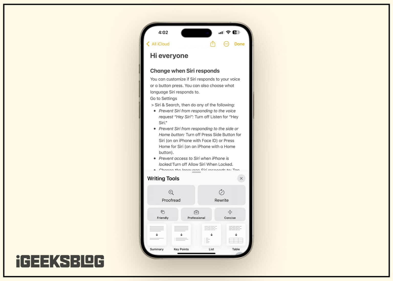 How to Use Apple Intelligence Writing Tools on iPhone or iPad – iGeeksBlog