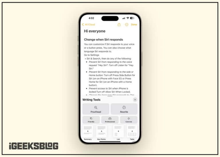 iOS 18.2: How to Use Writing Tools with Apple Intelligence on iPhone