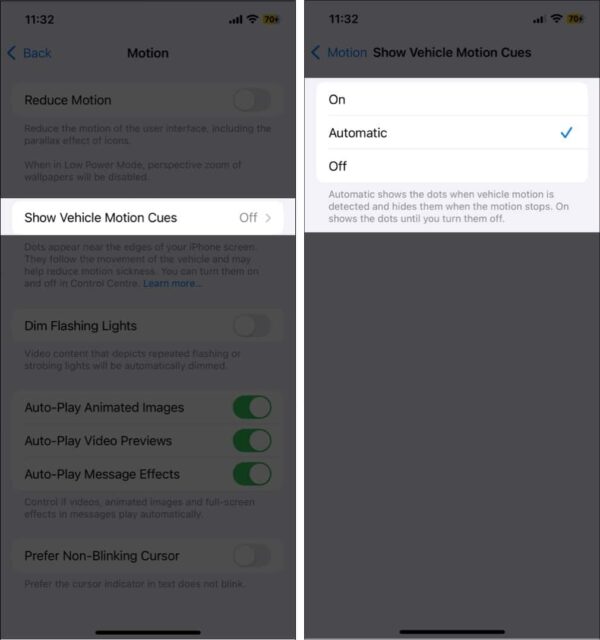 Prevent Motion Sickness Using Vehicle Motion Cues on iPhone