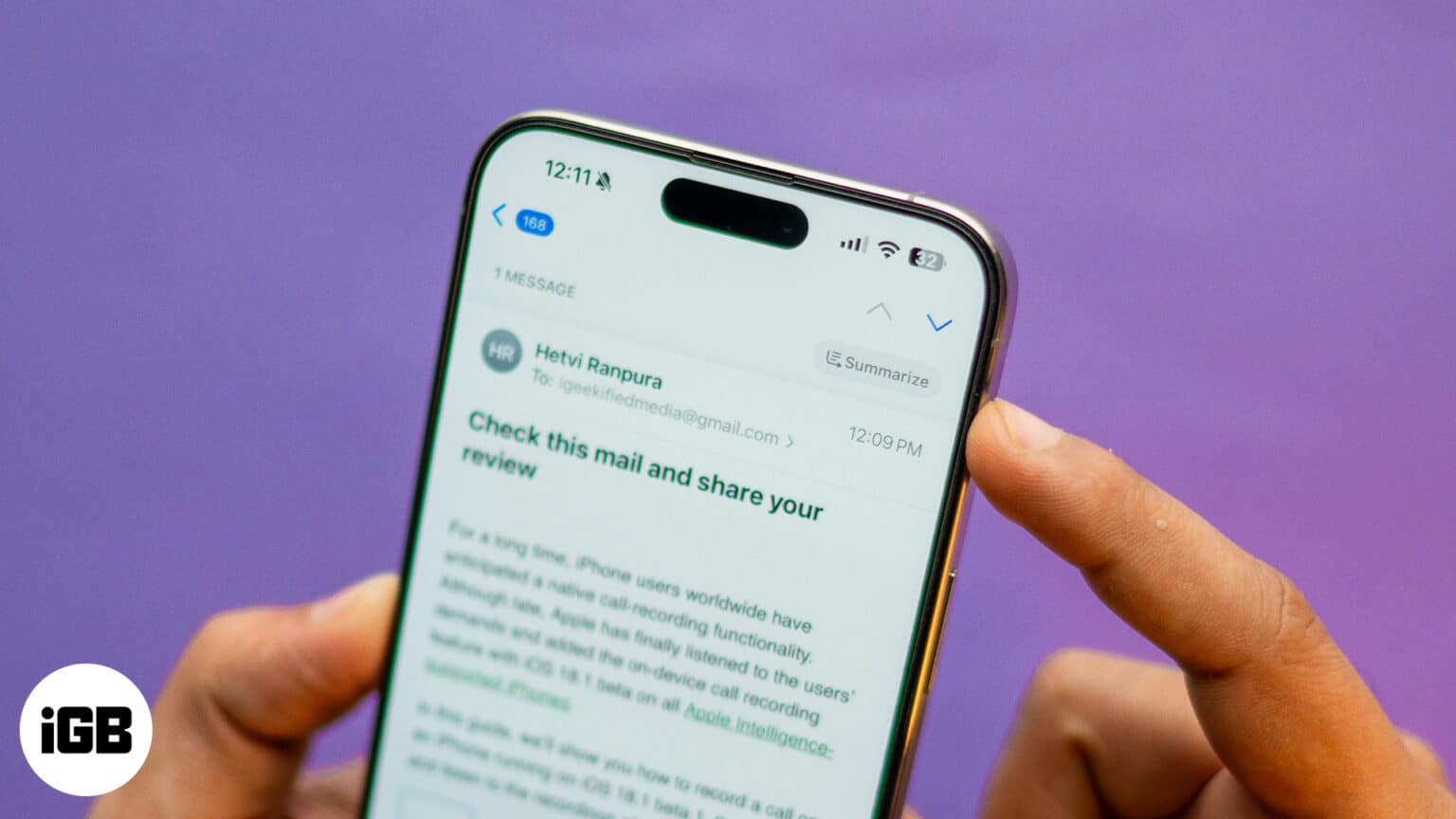 How to use the Mail app with Apple Intelligence in iOS 18.1 or later