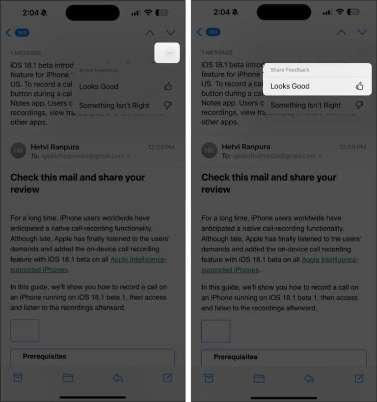 How to use the Mail app with Apple Intelligence in iOS 18.1 or later