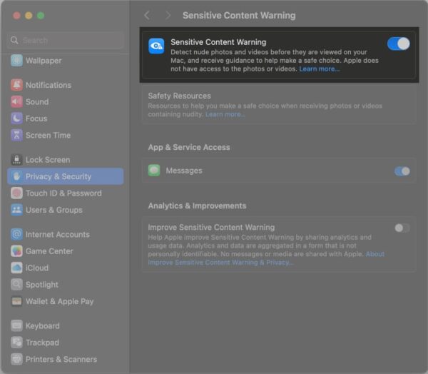 What is Apple's Sensitive Content Warning feature and how to enable it?