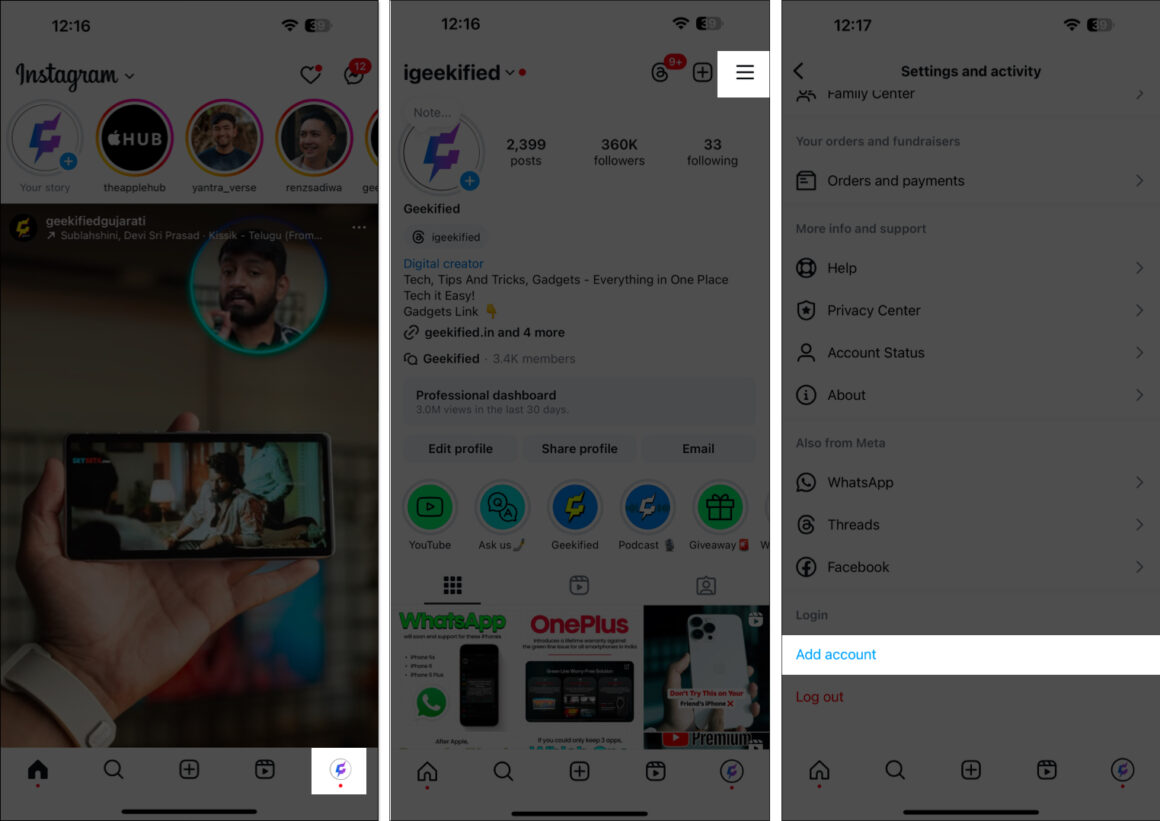 How to manage multiple Instagram accounts on an iPhone
