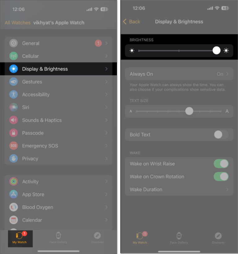 How to adjust screen brightness on Apple Watch