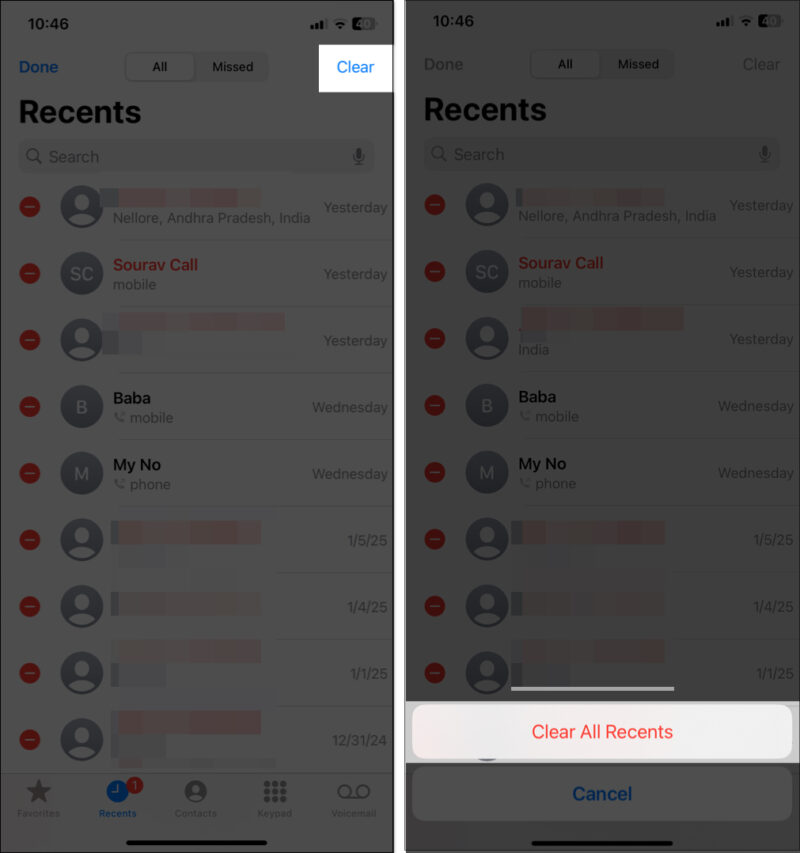 How to view and delete call log history on iPhone
