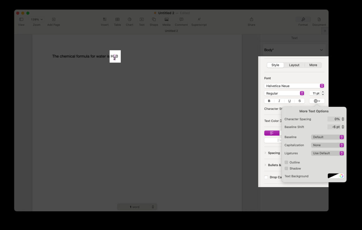 How to type superscript and subscript on Mac