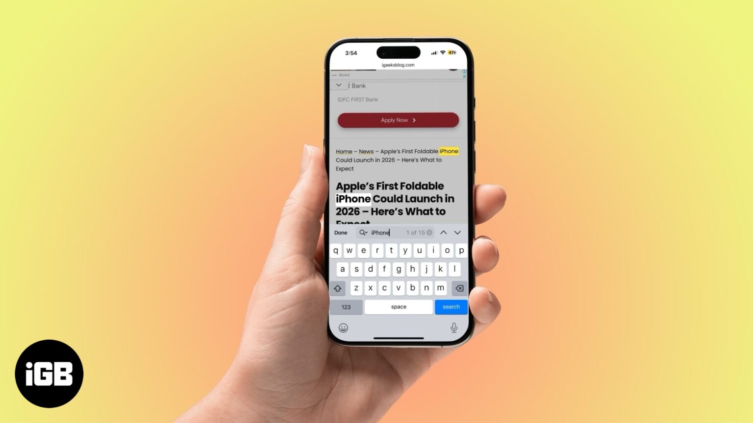How to use Control + F on iPhone to find text quickly