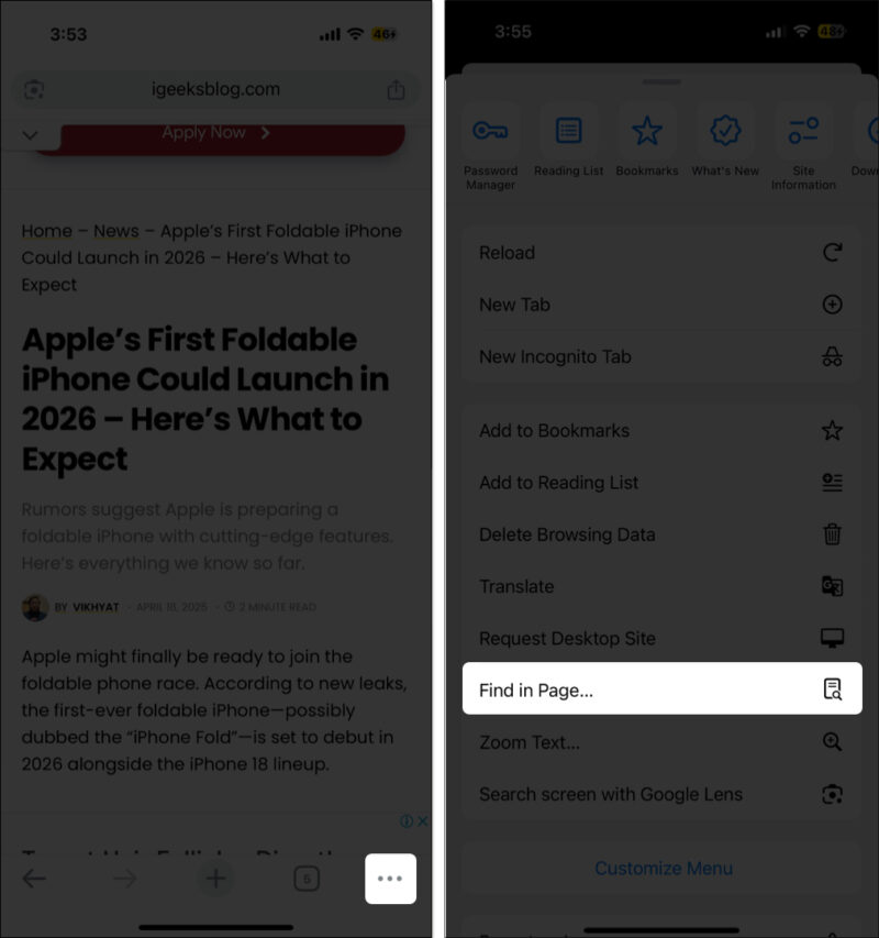 How to Control F on iPhone to Find Words Instantly – iGeeksBlog